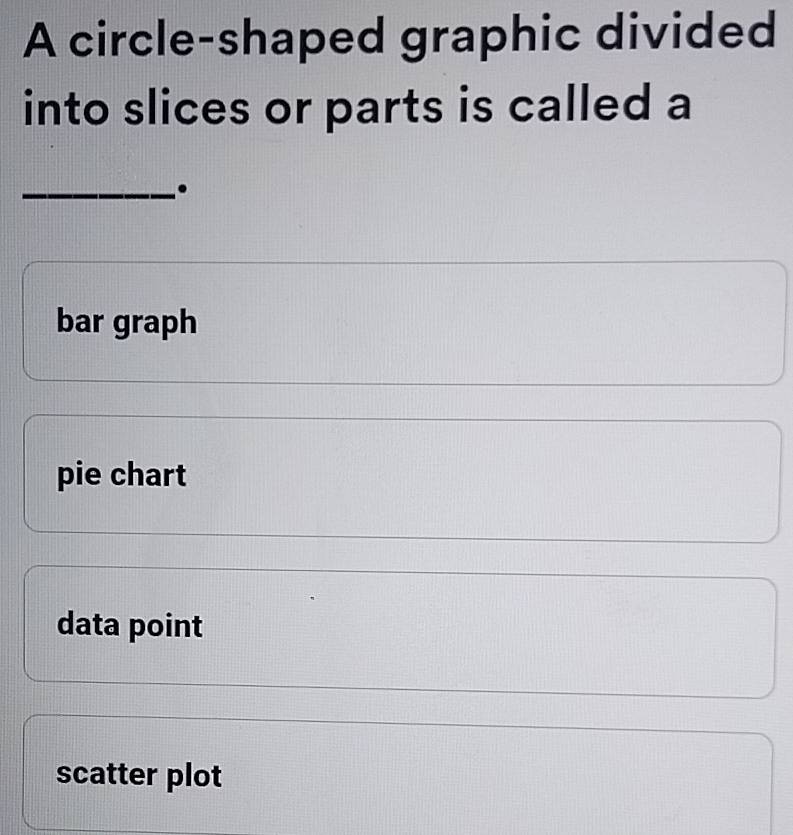 Resolvido:A circle-shaped graphic divided into slices or parts is ...