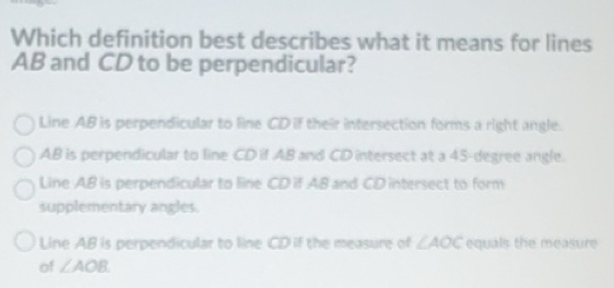 Solved: Which definition best describes what it means for lines AB and ...