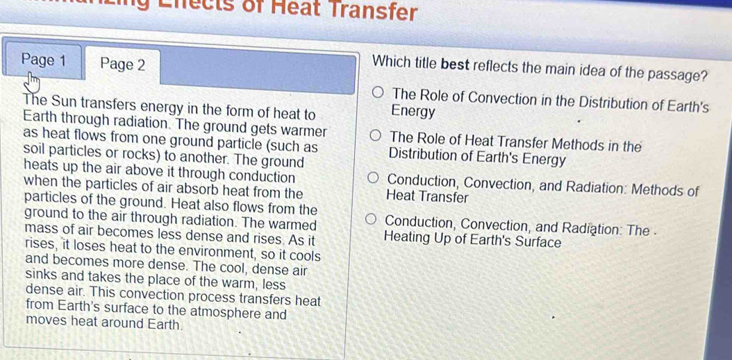 Solved: Ling Lnects of Heat Transfer Page 1 Page 2 Which title best ...