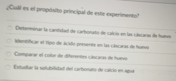 Resuelto:¿Cuál es el propósito principal de este experimento ...