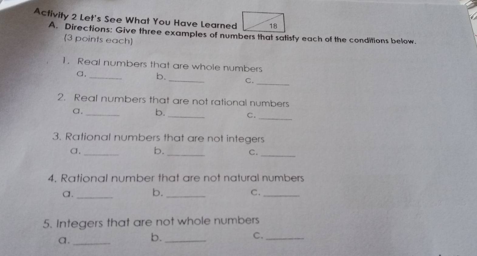 Solved: Activity 2 Let's See What You Have Learned A. Directions: Give ...