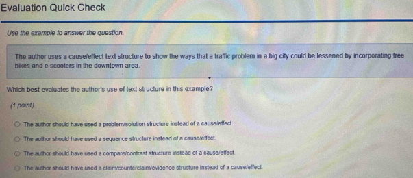 Solved: Evaluation Quick Check Use the example to answer the question ...