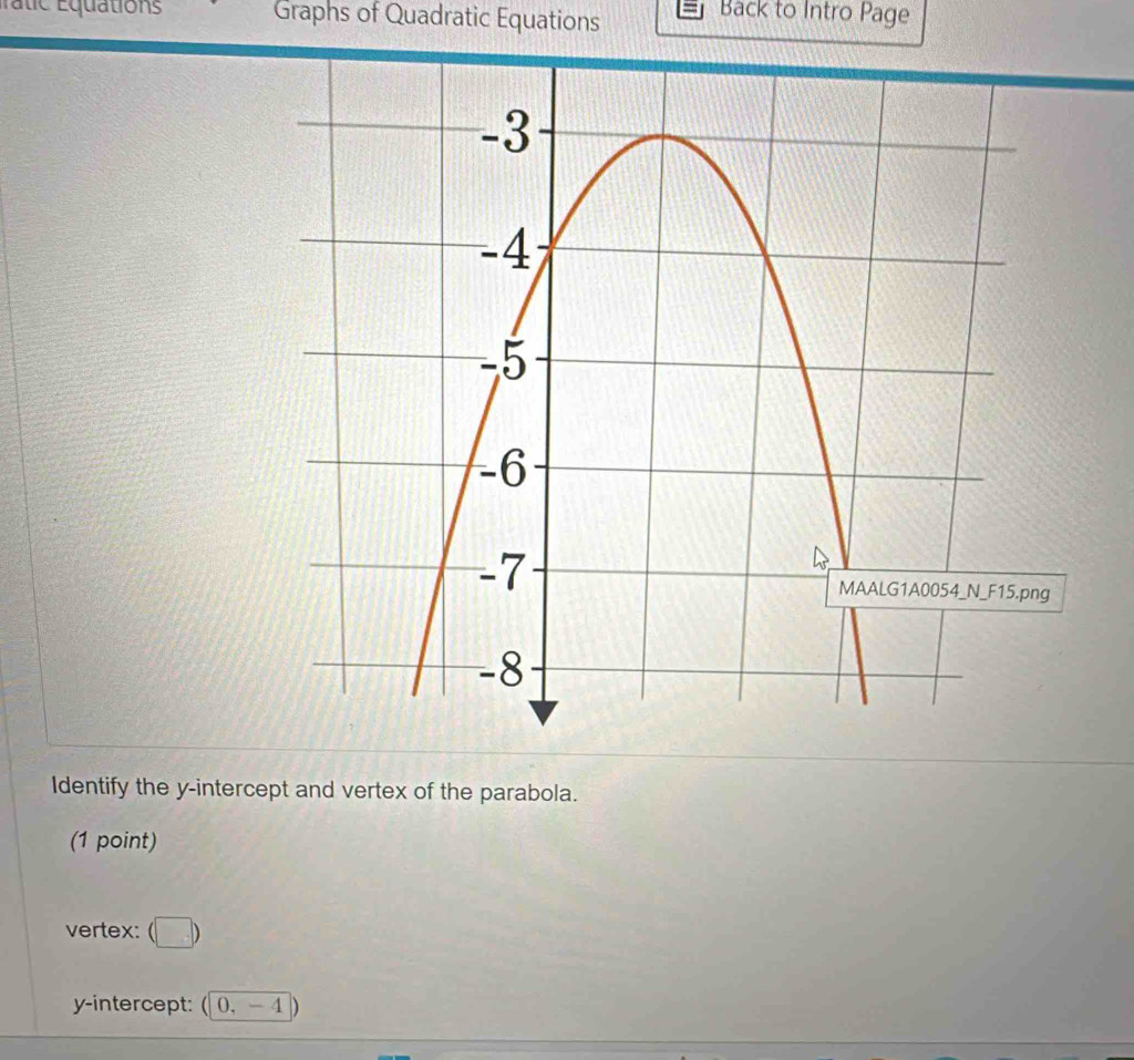 Solved: atic Équations Graphs of Quadratic Equations Back to Intro Page ...
