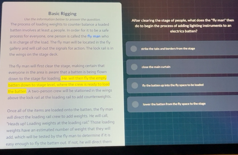 Solved: Basic Rigging Use the information below to answer the question ...