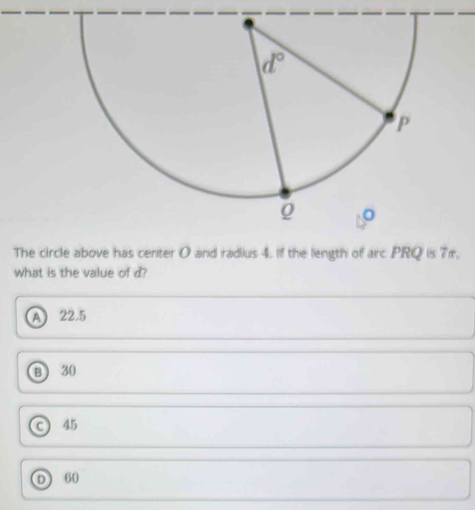 Solved: The circle above has center O and radius 4. If the length of ...