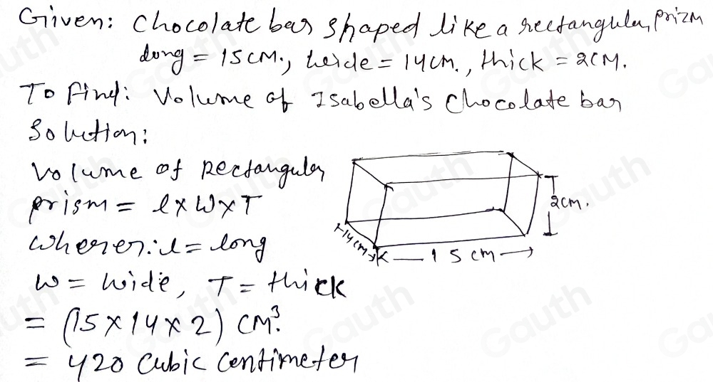 Solved: Isabella has a big chocolate bar shaped like a rectangular ...