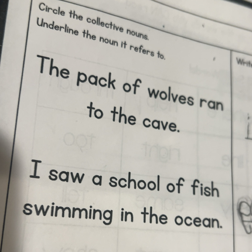 Solved: Circle the collective nouns Underline the noun it refers to Wrt ...