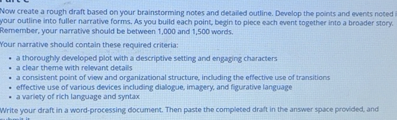 Solved: Now create a rough draft based on your brainstorming notes and ...