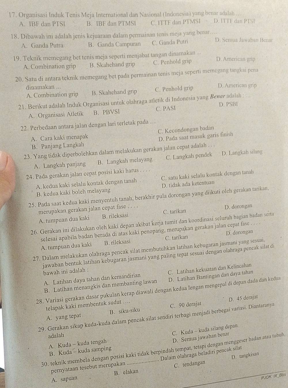 Telah dijawab:Organisasi Induk Tenis Meja International dan Nasional ...