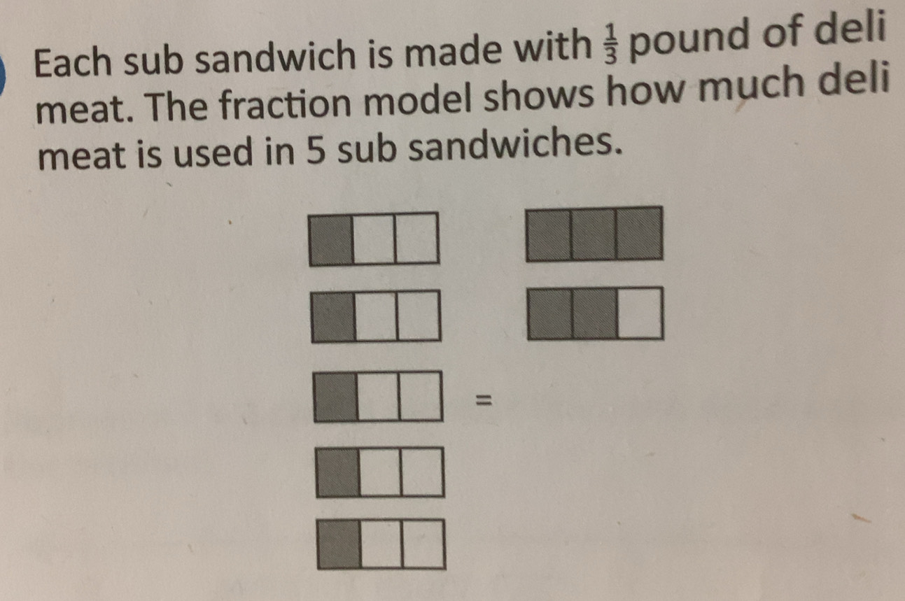 Solved: Each sub sandwich is made with 1/3 pound of deli meat. The ...