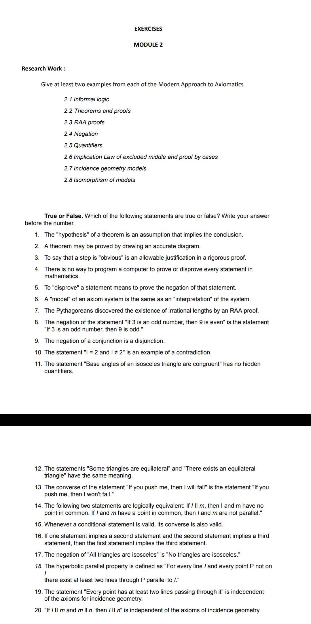 Solved: EXERCISES MODULE 2 Research Work : Give at least two examples ...
