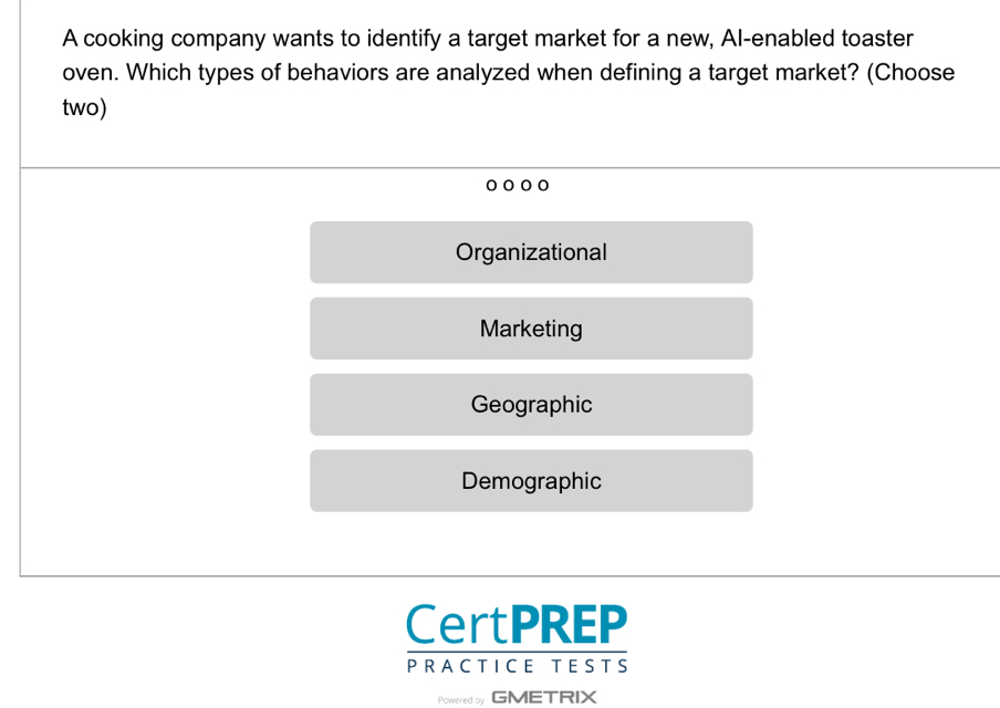 Solved: A cooking company wants to identify a target market for a new ...