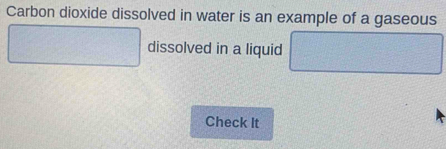 Solved: Carbon dioxide dissolved in water is an example of a gaseous ...