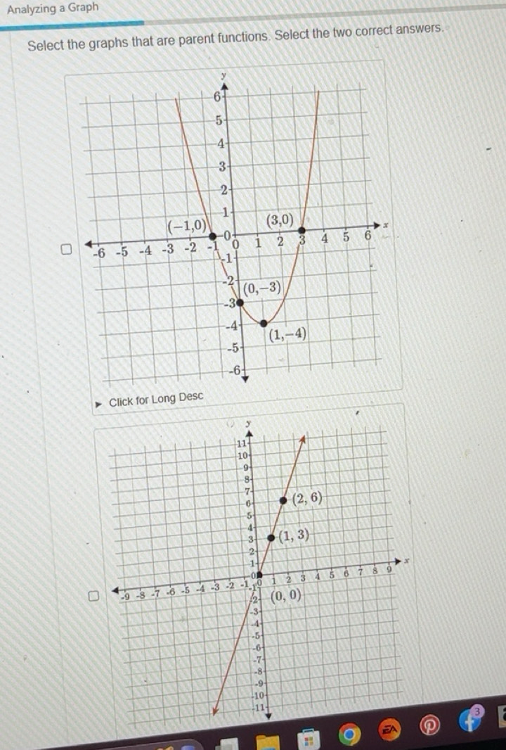 Solved: Analyzing a Graph Select the graphs that are parent functions ...
