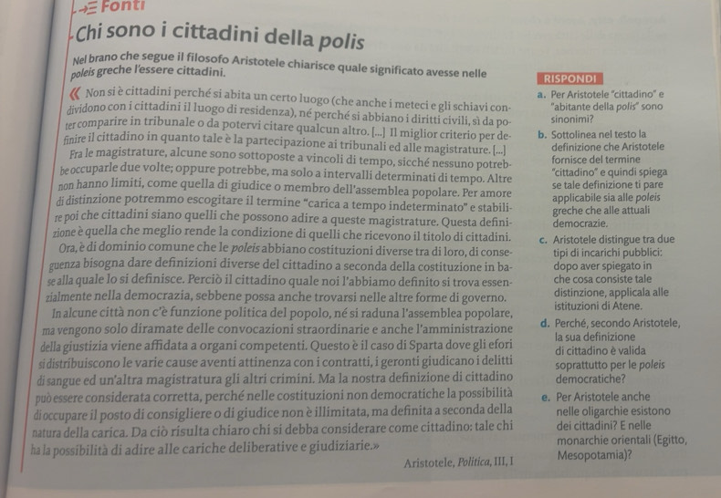 Risolto:Chi sono i cittadini della polis Nel brano che segue il ...