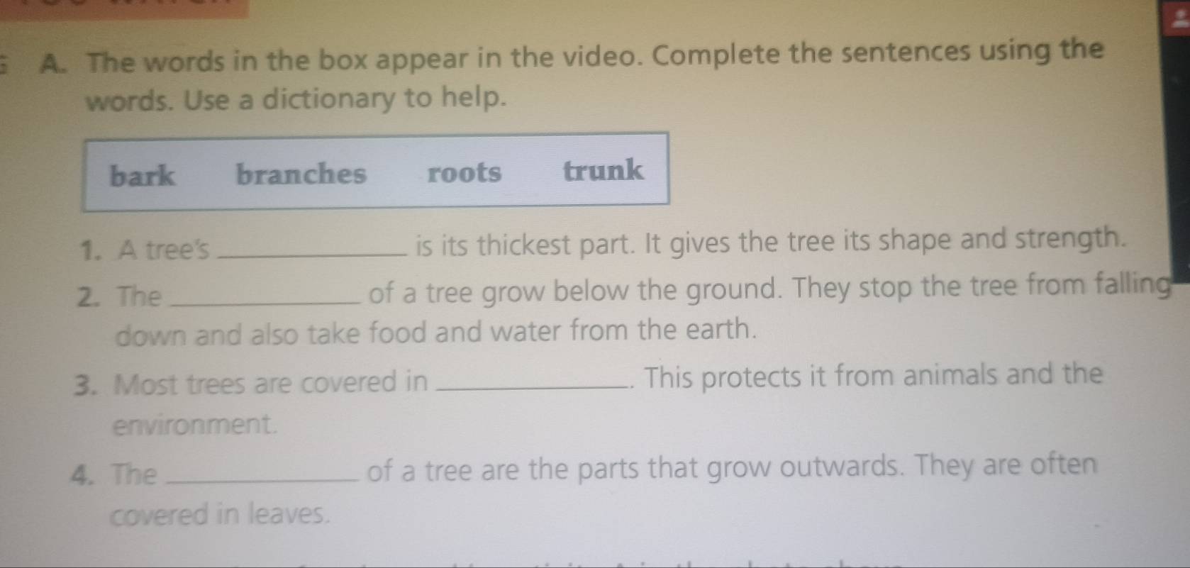 Solved: The words in the box appear in the video. Complete the ...