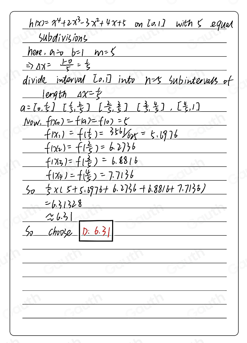 Solved: Use a left endpoint Riemann Sum to find the area under the ...