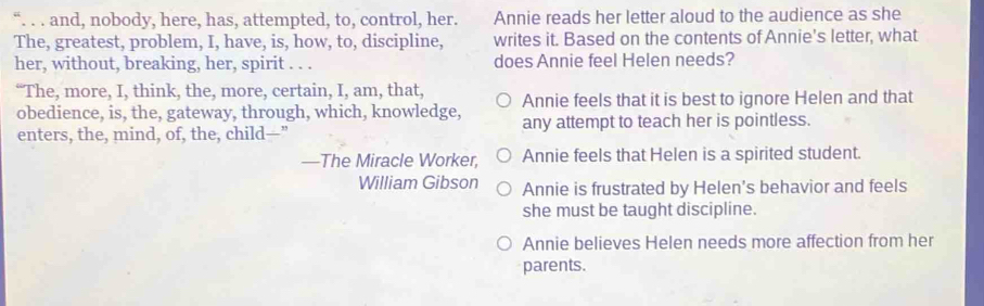 Solved: “. . . and, nobody, here, has, attempted, to, control, her ...