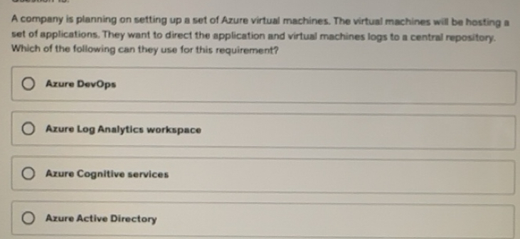 Solved: A company is planning on setting up a set of Azure virtual ...