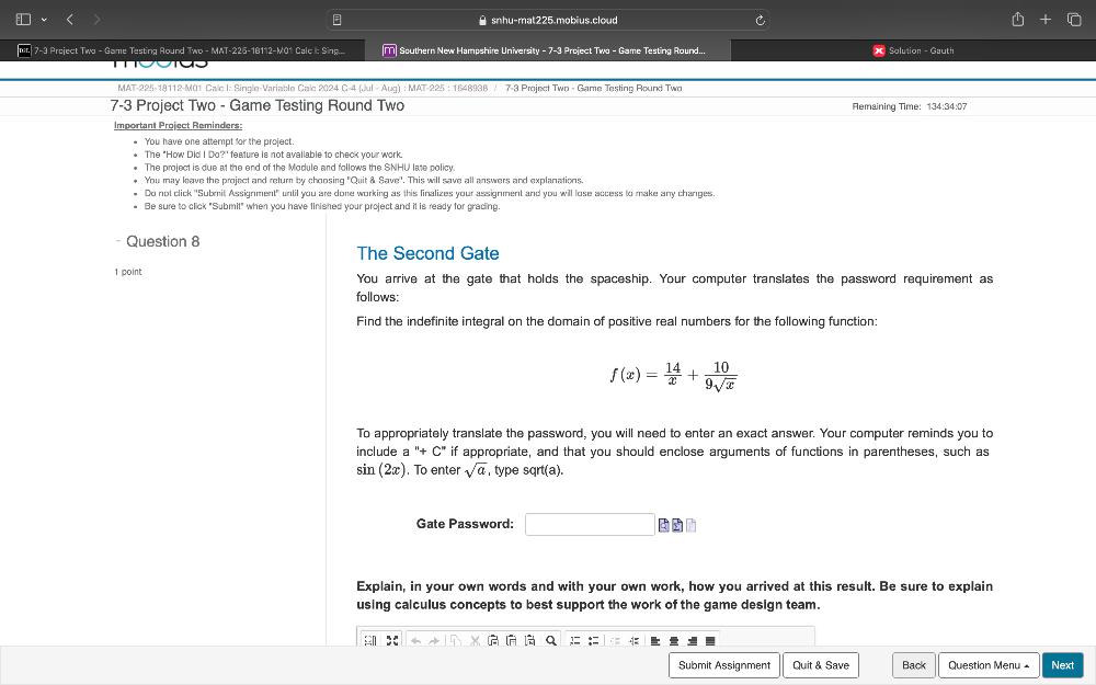 Solved: snhu-mat225.mobius.cloud . 7-3 Project Two - Game Testing Round ...