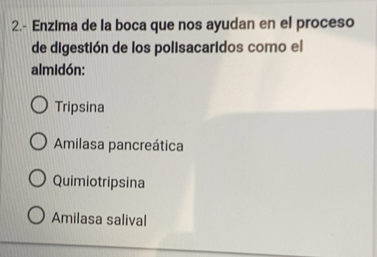 Resuelto:2.- Enzima de la boca que nos ayudan en el proceso de ...