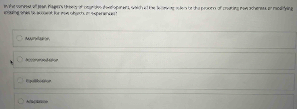 Solved: In the context of Jean Piaget's theory of cognitive development ...