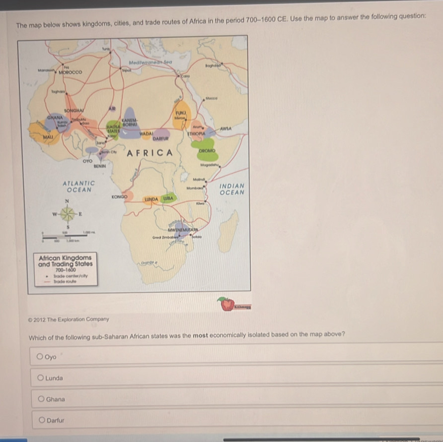 Solved: The map below shows kingdoms, cities, and trade routes of ...