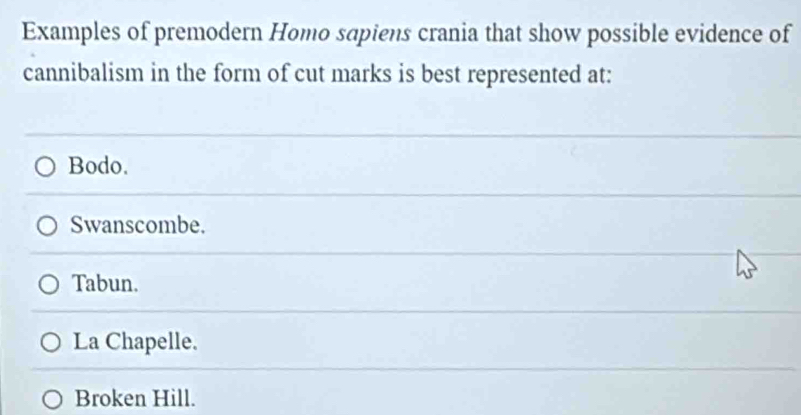 Solved: Examples of premodern Homo sapiens crania that show possible ...
