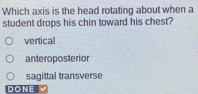 Solved: Which axis is the head rotating about when a student drops his ...