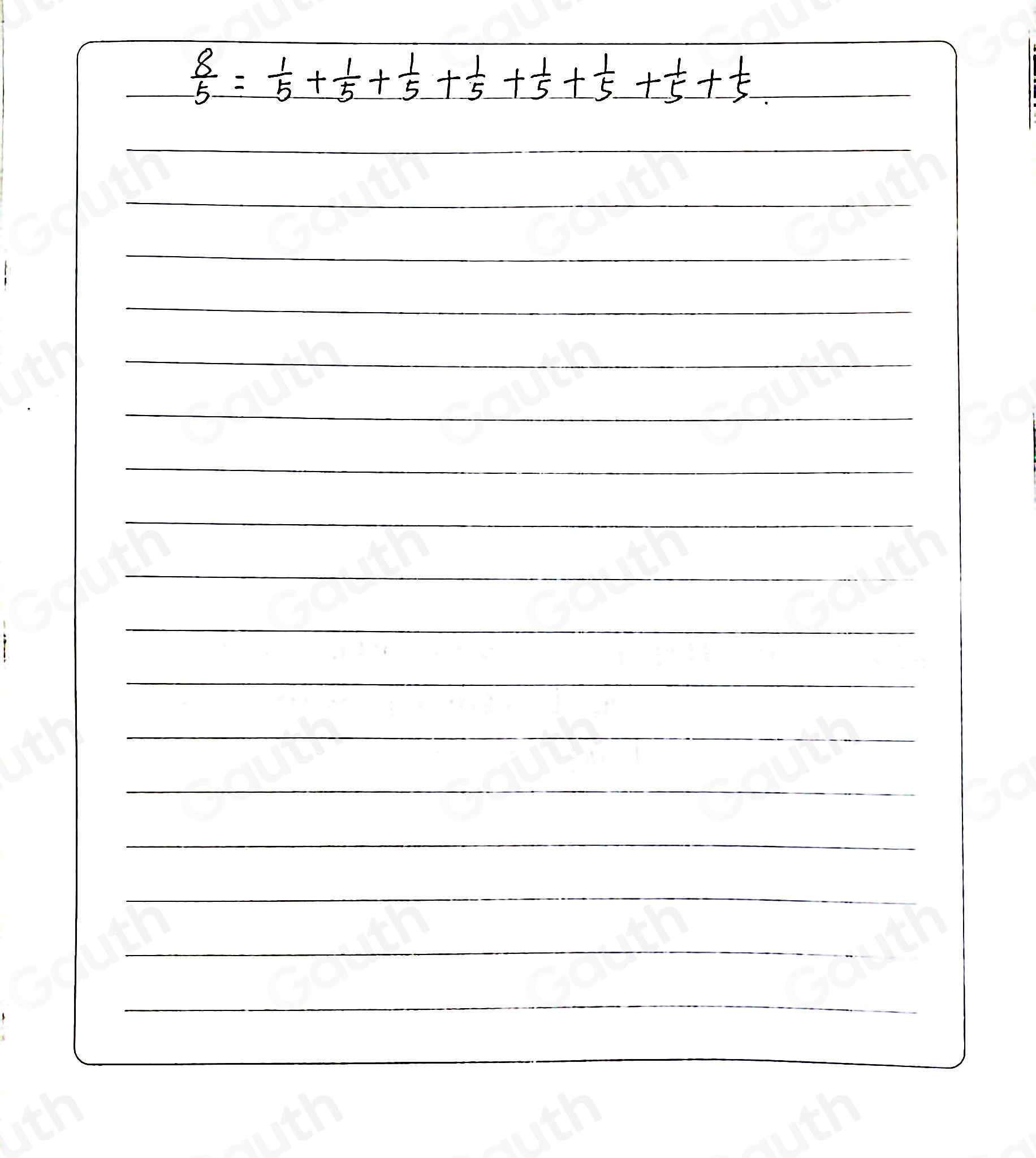 Solved: How can you represent 8/5 as the sum of unit fractions? [Math]