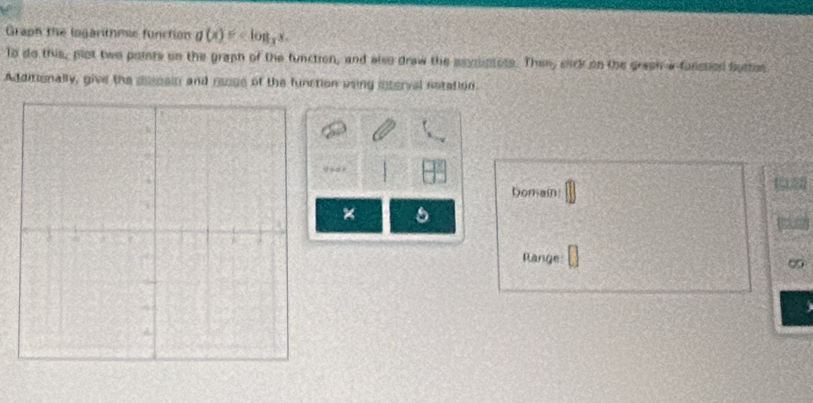 Solved: Graph the logarithme function g(x)=log _3x. to do this, plot ...