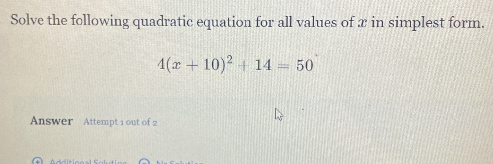 Solved: Solve the following quadratic equation for all values of x in ...