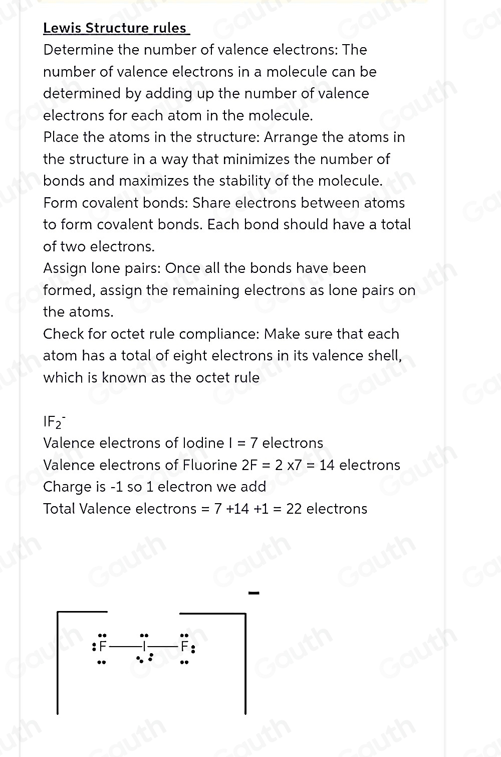 Solved: Draw the Lewis structure for the iodine difluoride (IF_2^-) ion ...