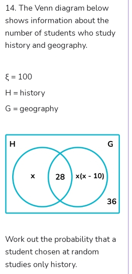 Solved: The Venn diagram below shows information about the number of ...