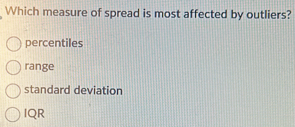 Solved: Which measure of spread is most affected by outliers ...