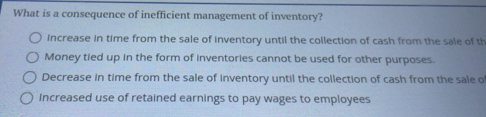 Solved: What is a consequence of inefficient management of inventory ...