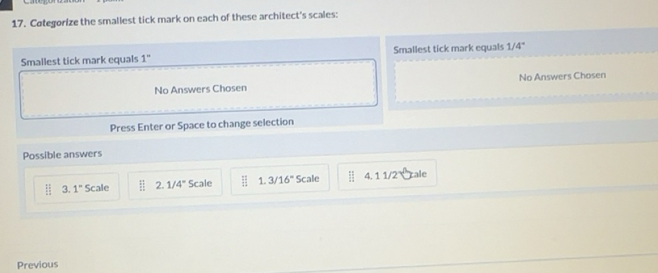 Solved: Categorize the smallest tick mark on each of these architect's scales: Smallest tick ...
