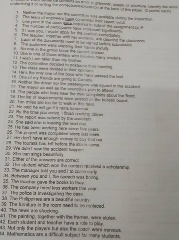 Solved: senence contains an error in grammar, usage, or structure ...