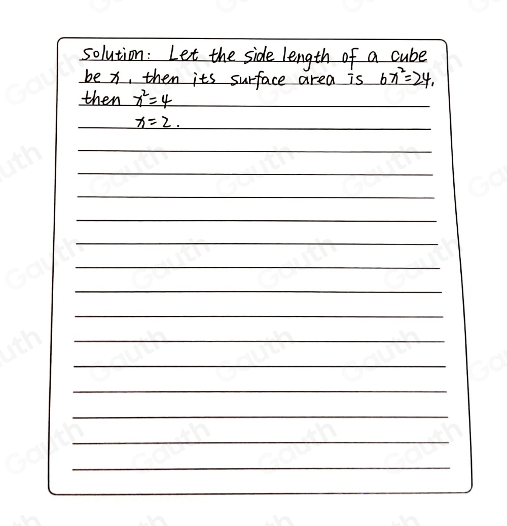 Solved: The surface area of a cube is 24 cm^2. Calculate the length of ...