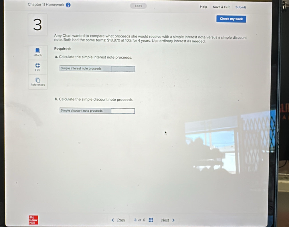 Solved: Chapter 11 Homework Saved Save & Exit Submit Help 3 Check my work Amy Chan wanted to c ...
