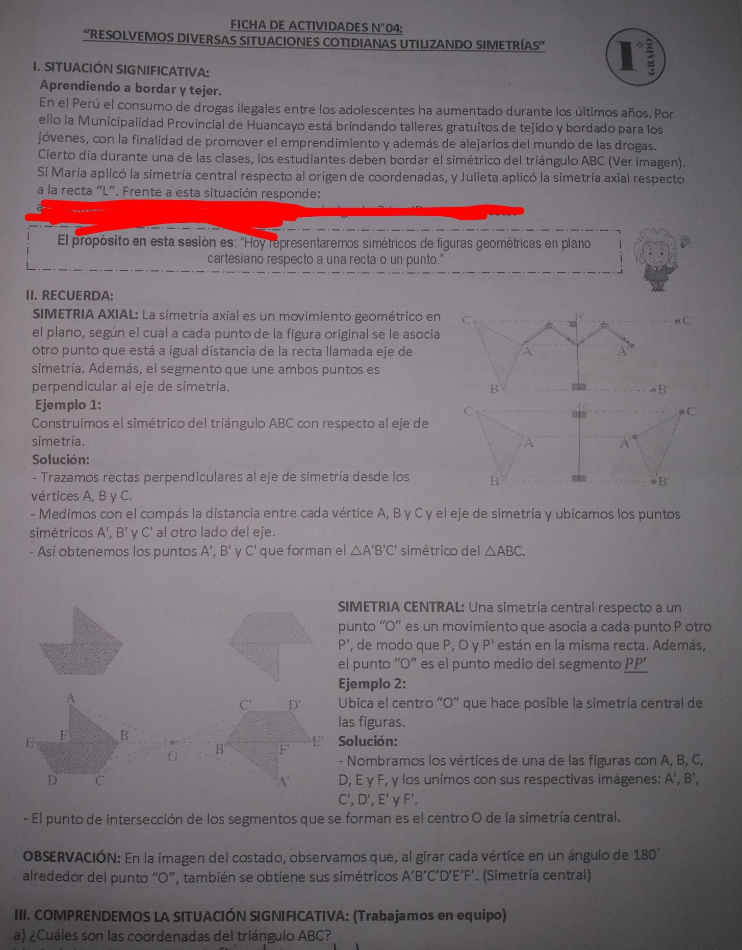 Resuelto:FICHA DE ACTIVIDADES N ° 04: “RESOLVEMOS DIVERSAS SITUACIONES ...