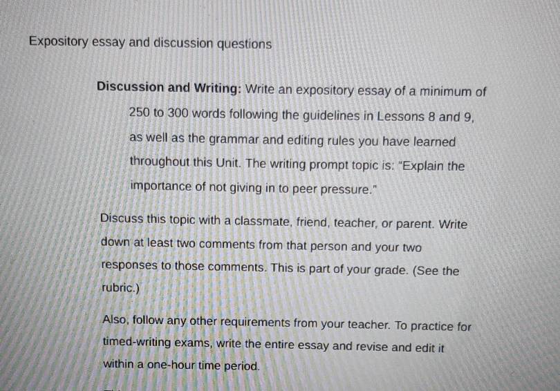 Solved: Expository essay and discussion questions Discussion and ...