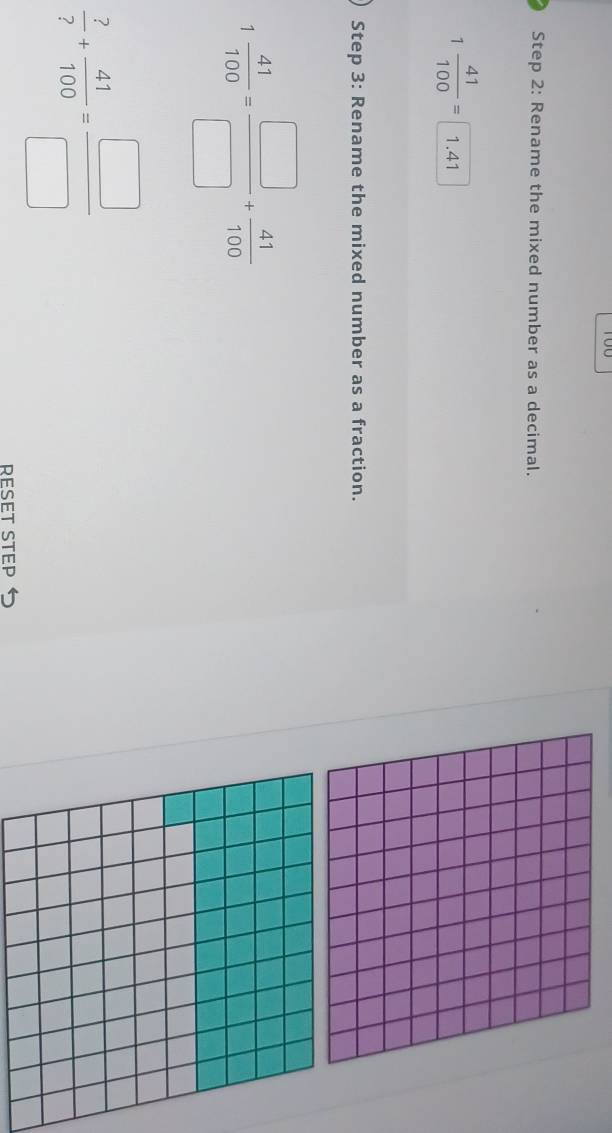 Solved: Rename the mixed number as a decimal. 1 41/100 = 1.41 Step 3 ...