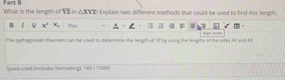 Solved: What is the length of YZ in XYZ Explain two different methods ...