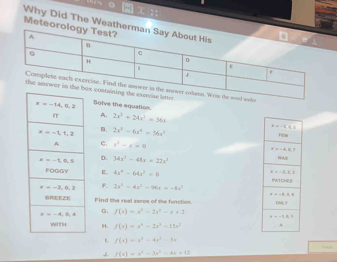 Solved: What Did The Weatherman Say About His Meteorology Test ...