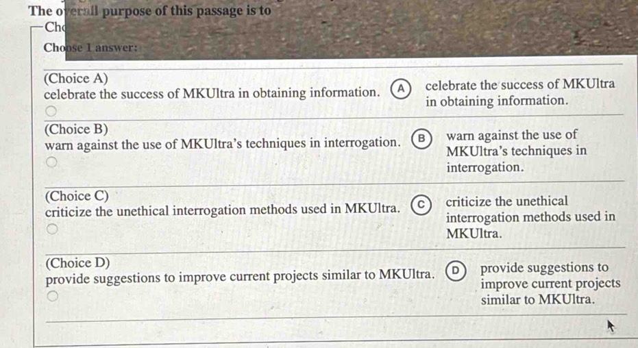 Solved: The overall purpose of this passage is to Ch Choose 1 answer ...
