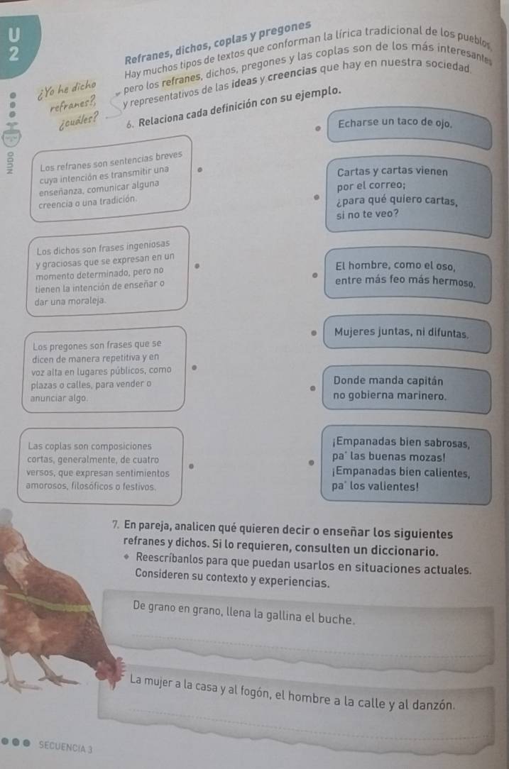Resuelto:Refranes, dichos, coplas y pregones Hay muchos tipos de textos ...