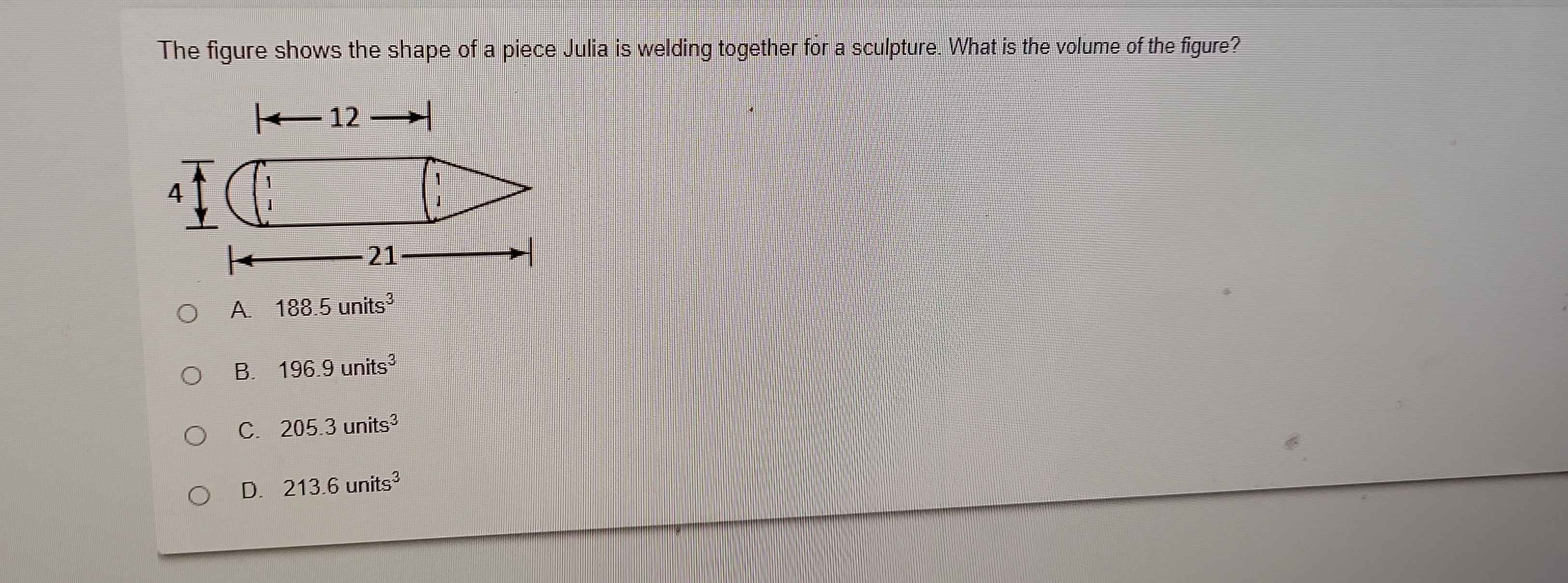 Solved: The figure shows the shape of a piece Julia is welding together ...