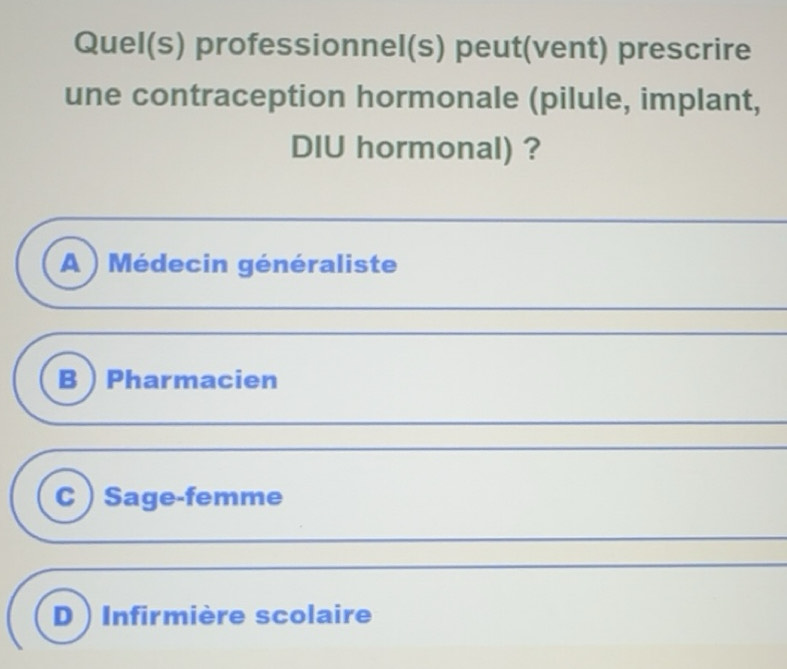 Résolu :Quel(s) professionnel(s) peut(vent) prescrire une contraception ...