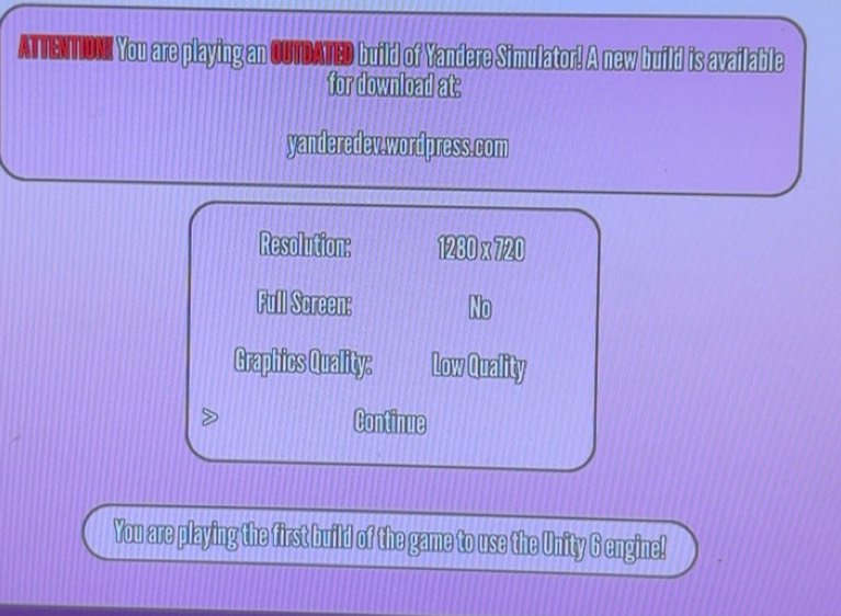 Risolto:ATIENTION! You are playing an OUTDATED build of Yandere ...